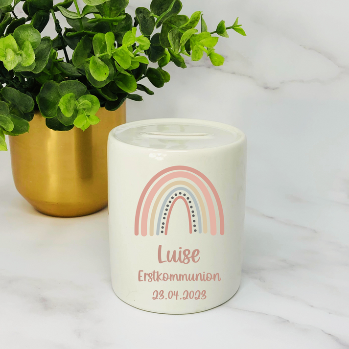 Personalisierte Spardose mit Boho-Regenbogen – Das perfekte Geschenk z ...